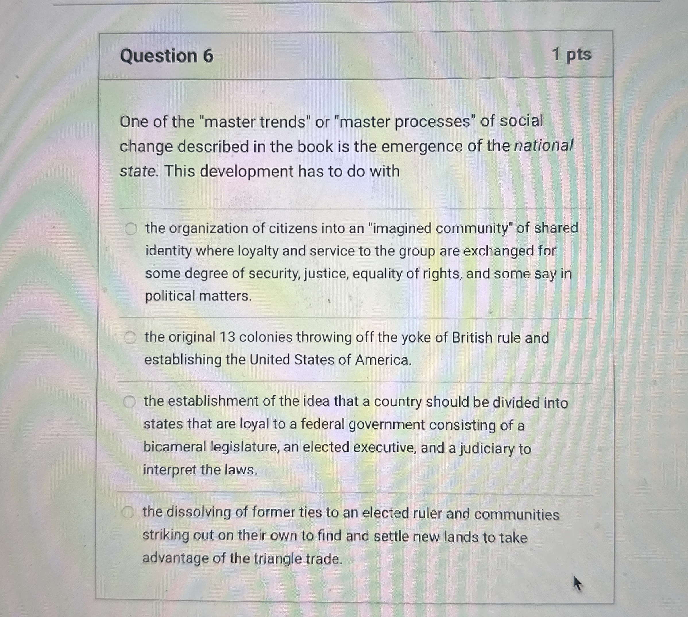 Solved Question 61 ﻿ptsOne of the "master trends" or "master | Chegg.com