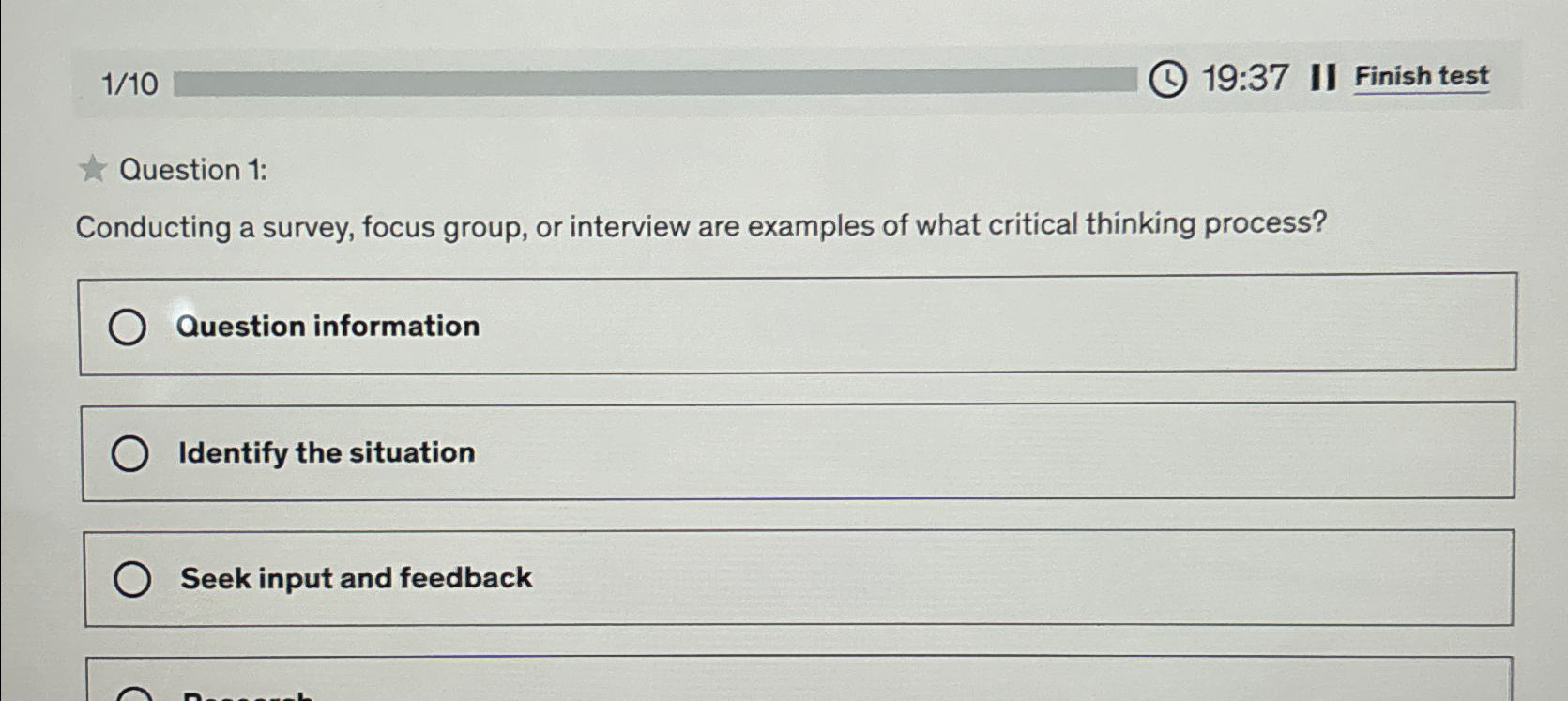 Solved 110 19:37 ﻿Finish testQuestion 1:Conducting a | Chegg.com