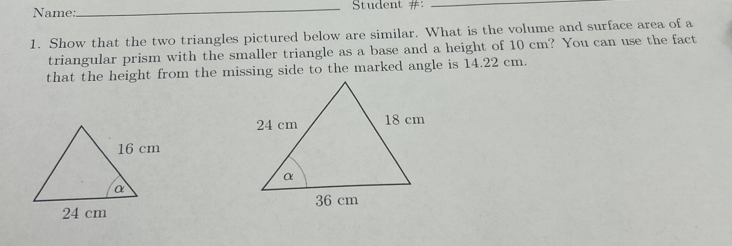 Solved Show that the two triangles pictured below are | Chegg.com