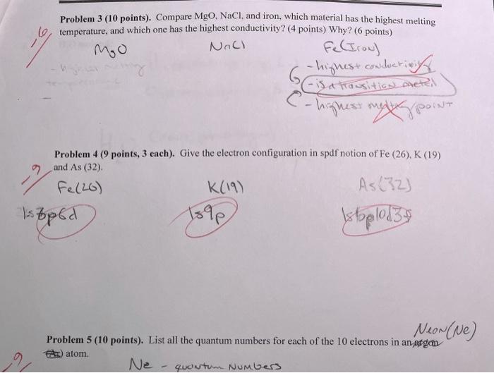 Solved 6 Problem 3 (10 points). Compare Mgo, NaCl, and iron, | Chegg.com