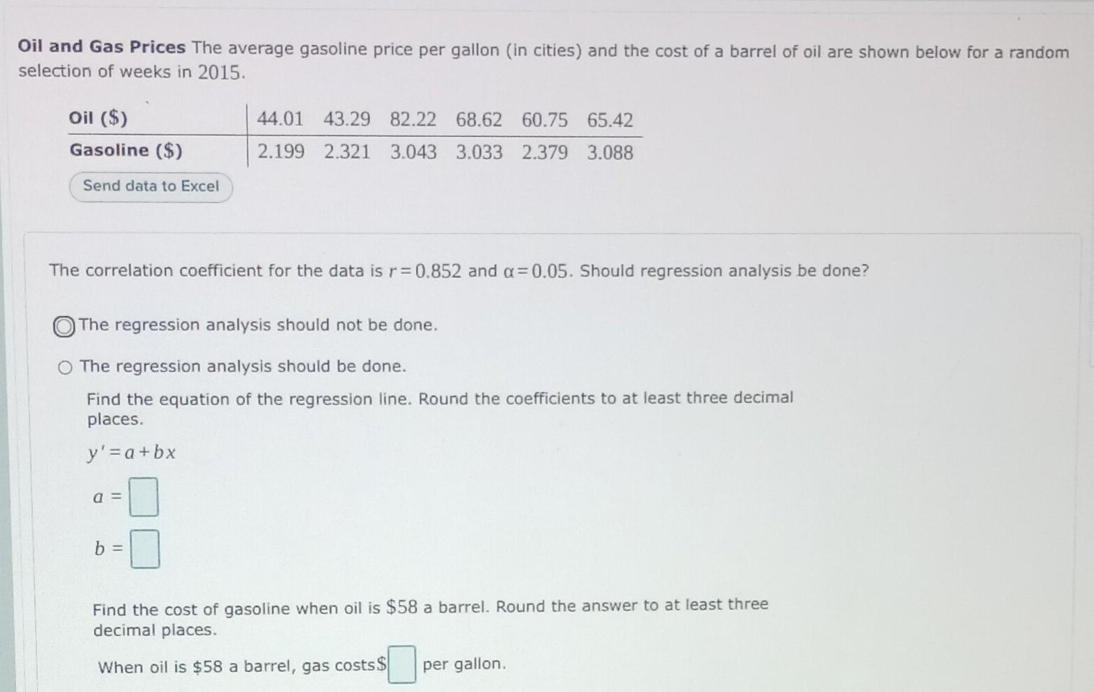 Solved Oil and Gas Prices The average gasoline price per | Chegg.com