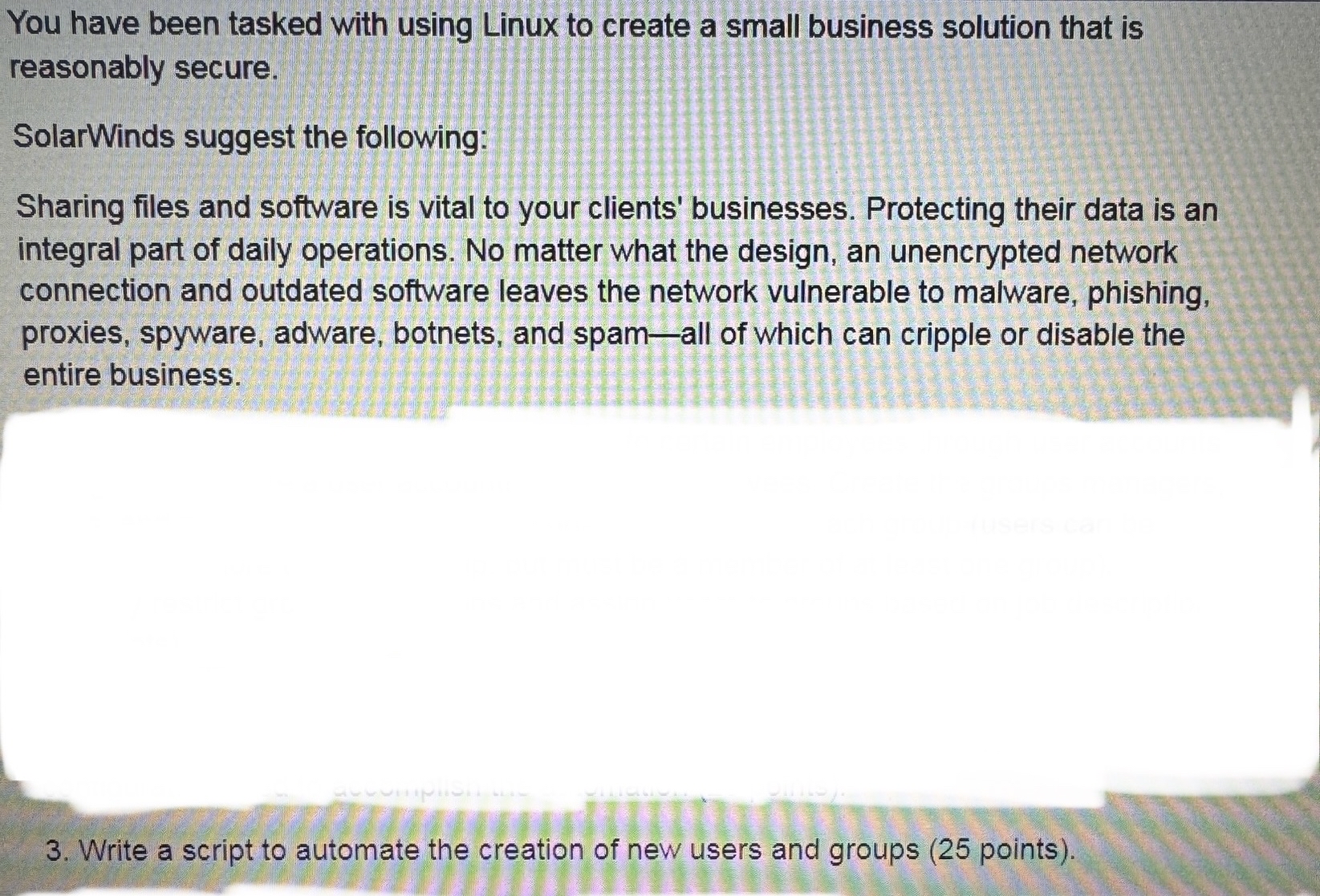 Solved You have been tasked with using Linux to create a | Chegg.com