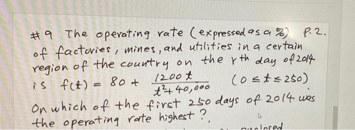 Solved #9 The operating rate ( expressed as a %) of | Chegg.com