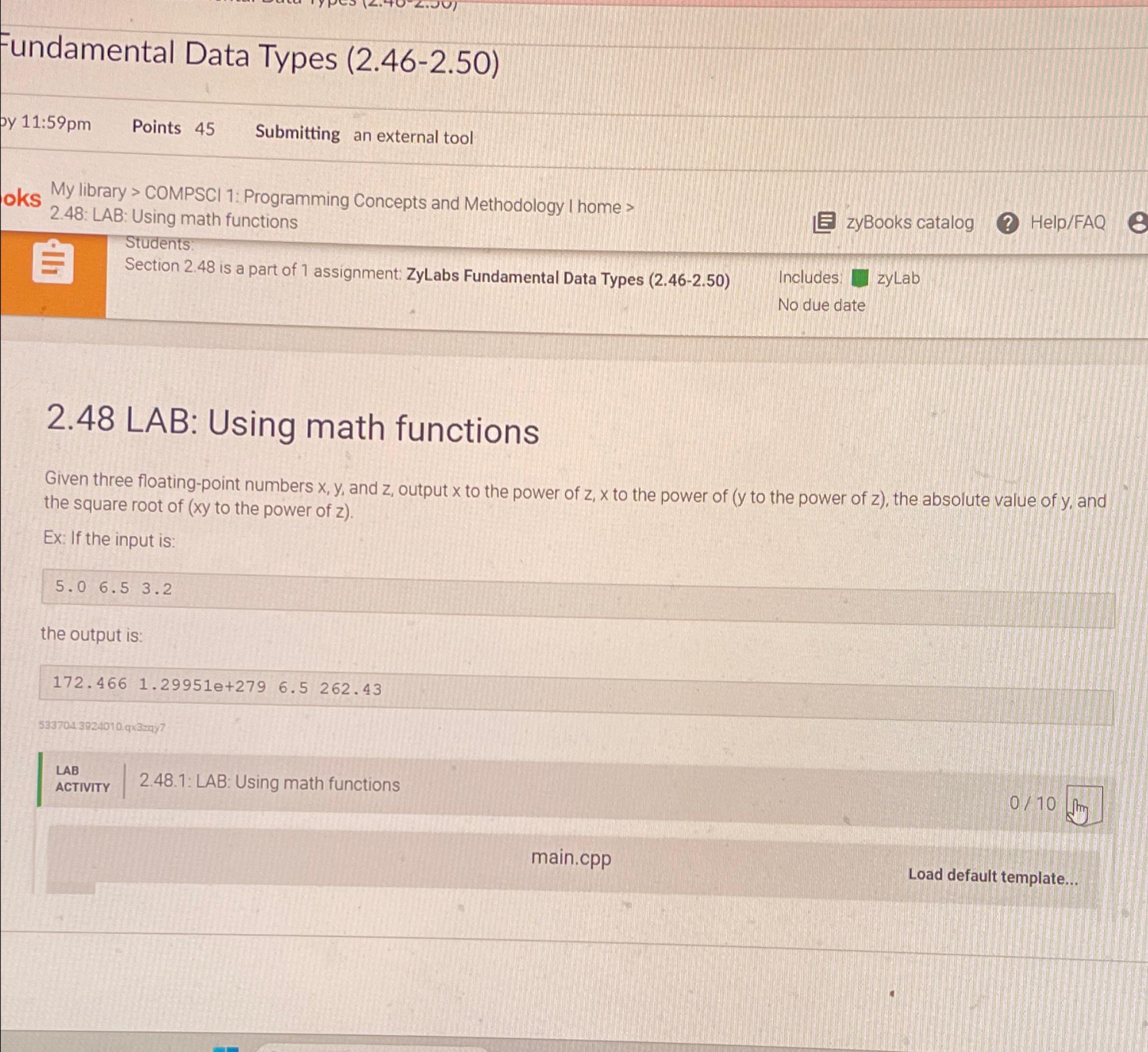 Solved Fundamental Data Types (2.46-2.50)py 11:59pmPoints | Chegg.com
