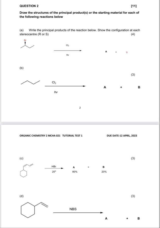 QUESTION 2[11]Draw the structures of the principal | Chegg.com