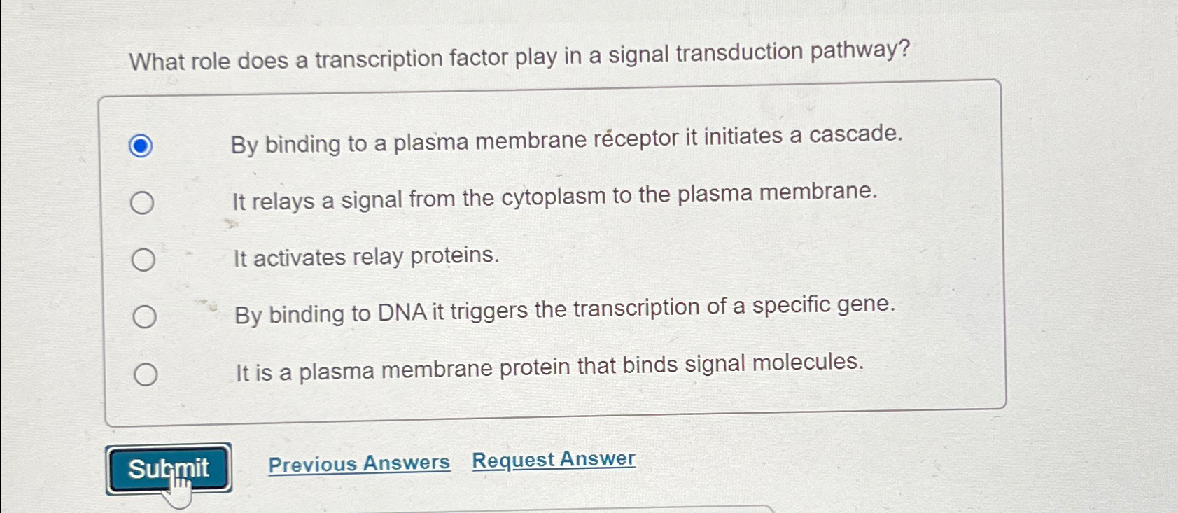 Solved What role does a transcription factor play in a | Chegg.com