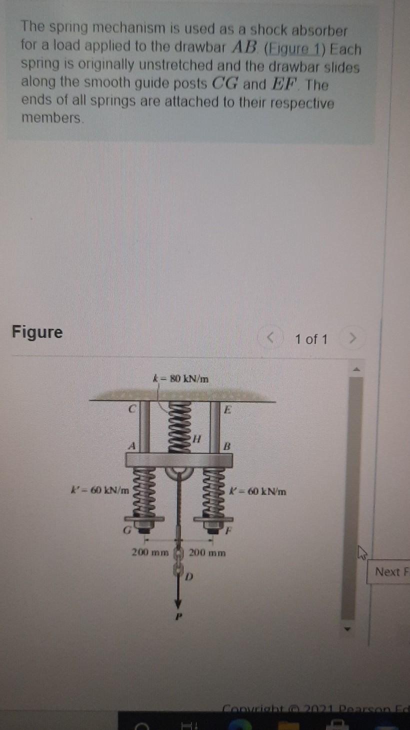 Solved The spring mechanism is used as a shock absorber for | Chegg.com