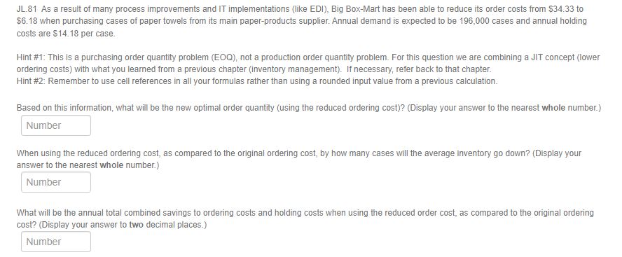 Solved JL. 81 ﻿As a result of many process improvements and | Chegg.com