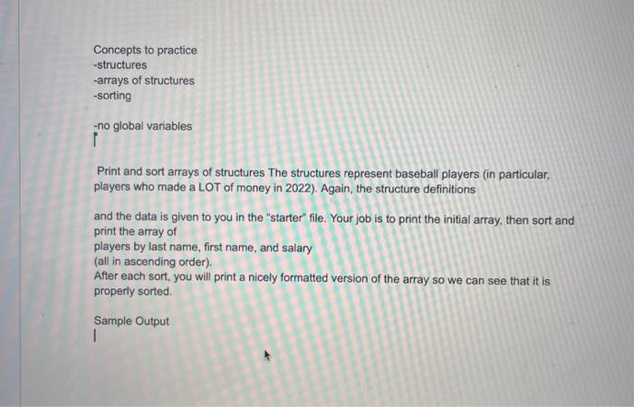 Solved Concepts to practice -structures -arrays of | Chegg.com