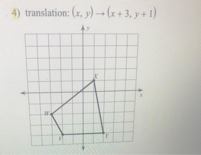 Solved 4) translation: (x, y)=(x+3, + 1) A W W Y И | Chegg.com