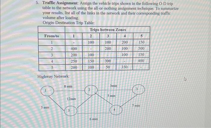 5. Traffic Assignment: Assign the vehicle | Chegg.com