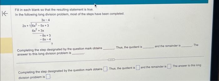 Solved Fill in each blank so that the resulting statement is | Chegg.com