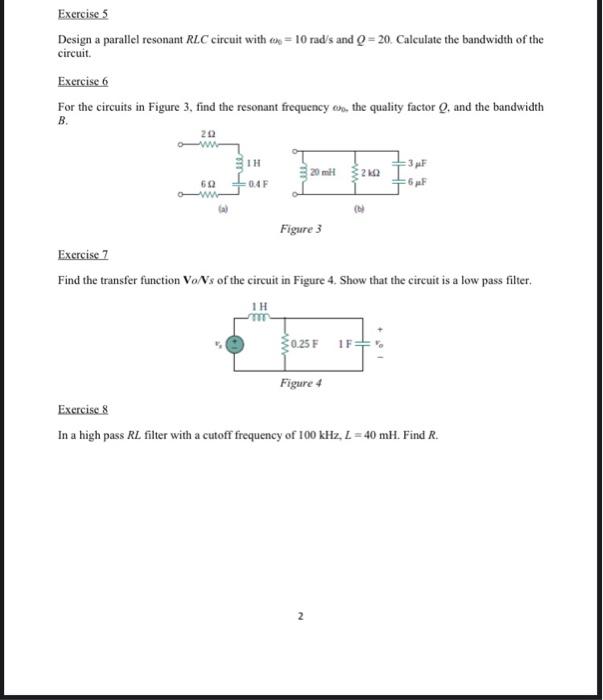 Solved Homework4 Exercise 1 Find the transfer function VoNi | Chegg.com
