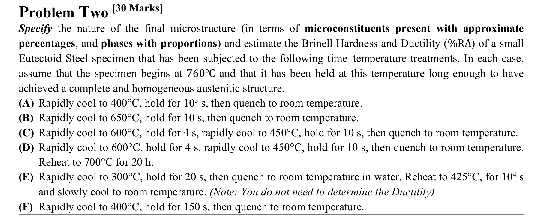 Solved Problem Two ?[30 Marks] Specify the nature of the | Chegg.com