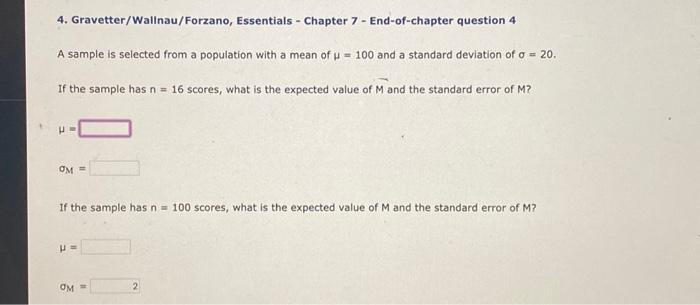 Solved 4. Gravetter/Wallnau/Forzano, Essentials - Chapter 7 | Chegg.com