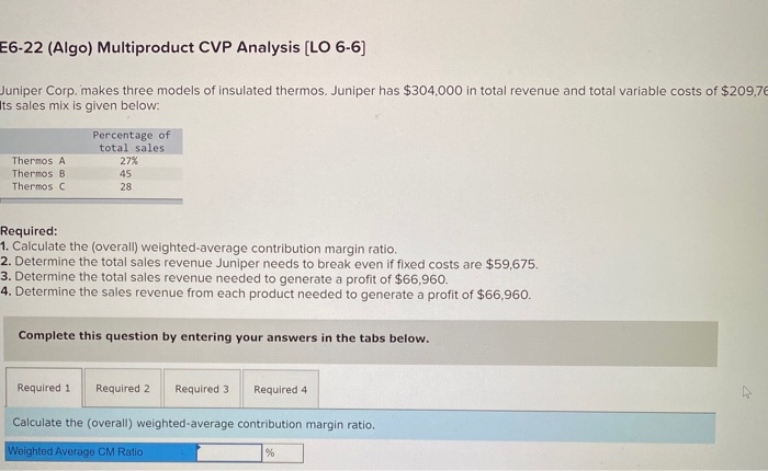 Solved E6-11 (Algo) Analyzing Break-Even Point, Preparing | Chegg.com