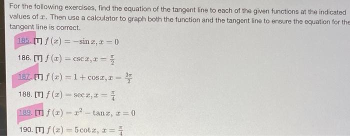 Solved For the following exercises, find the equation of the | Chegg.com