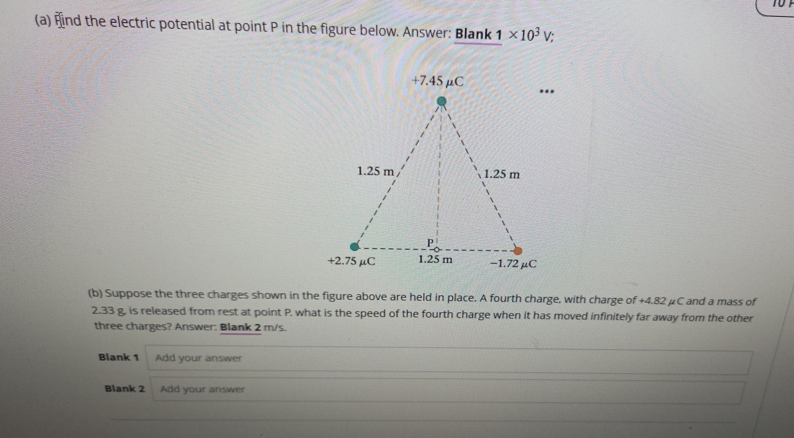 Solved (a) ﻿find the electric potential at point P ﻿in the | Chegg.com