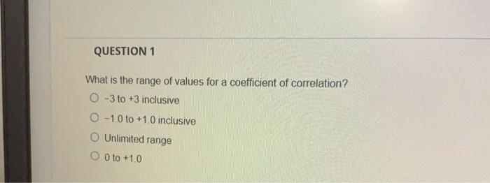 Solved QUESTION 1 What is the range of values for a | Chegg.com
