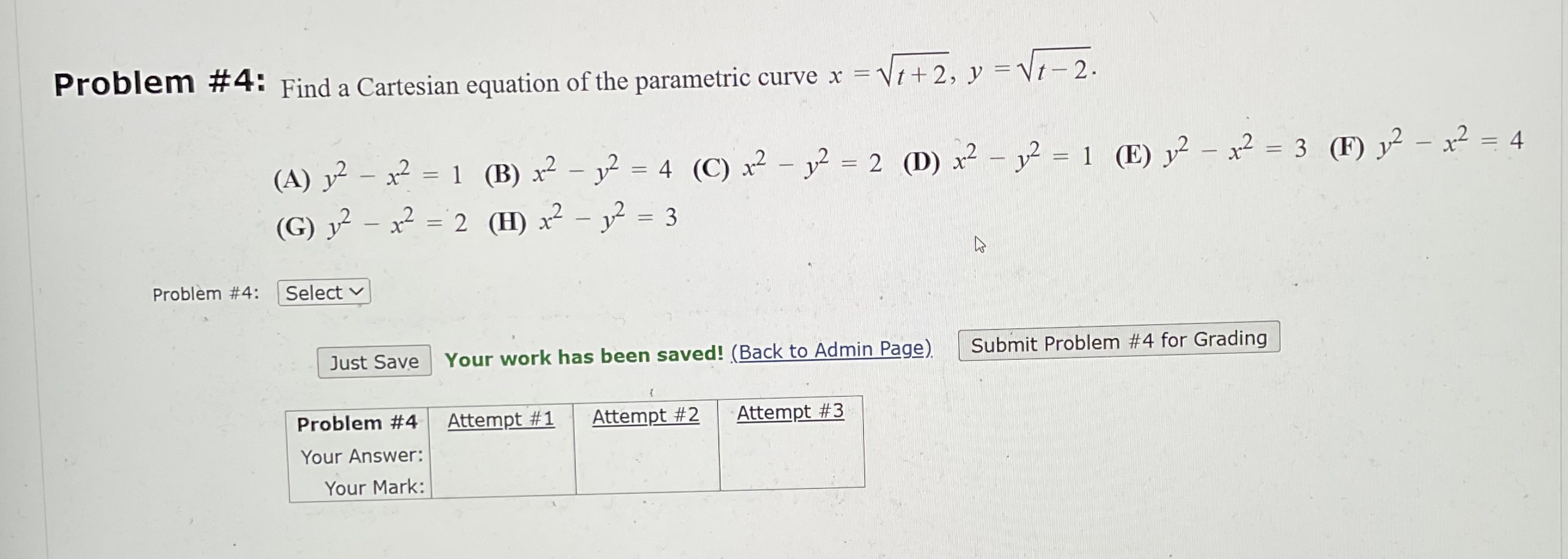 Solved Problem #4: Find a Cartesian equation of the | Chegg.com