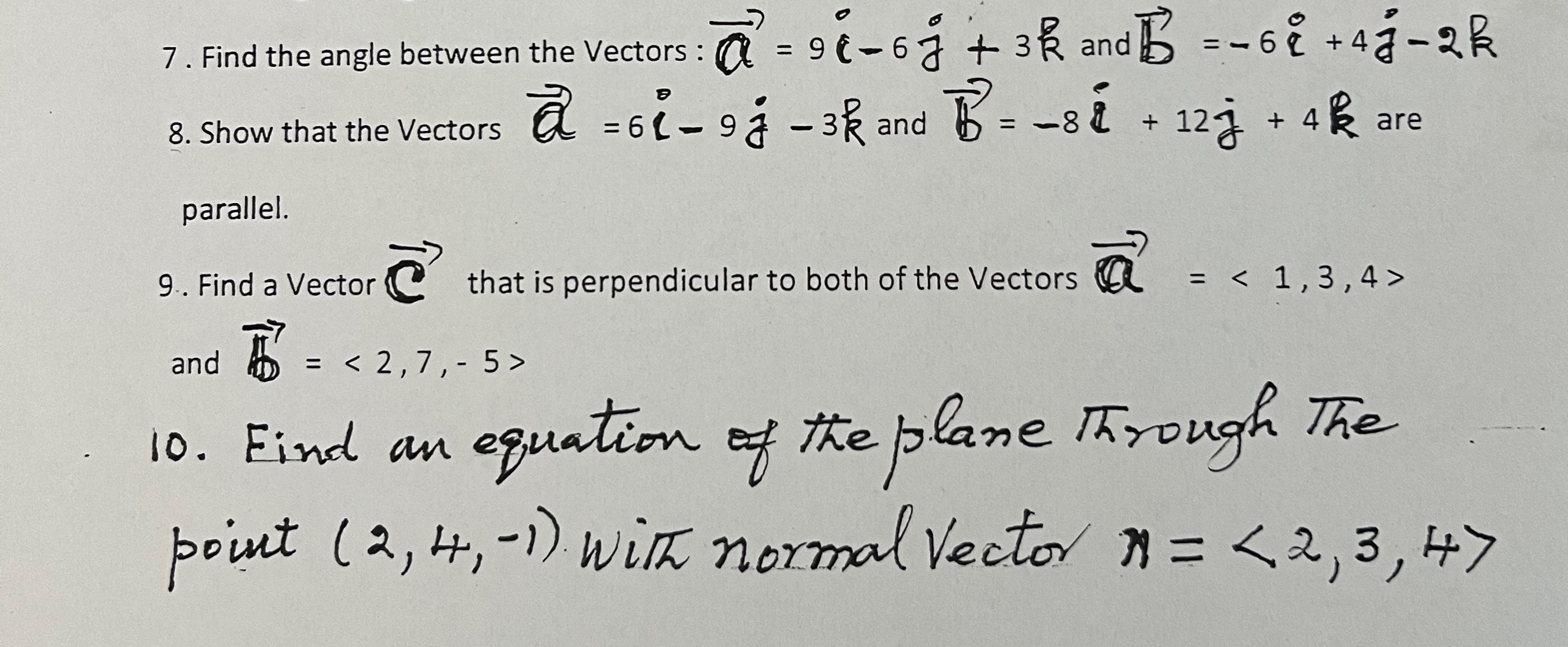 Solved Find the angle between the vectors: vec(a)=9i-6j+3k | Chegg.com