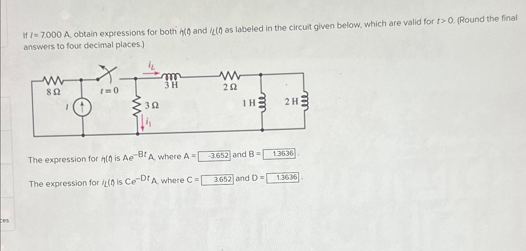 Solved If I=7.000A, ﻿obtain expressions for both i1(t) ﻿and | Chegg.com