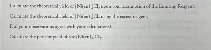 Solved After 2.64 g of NiCl2⋅6H2O reacted with 10 mL of the | Chegg.com