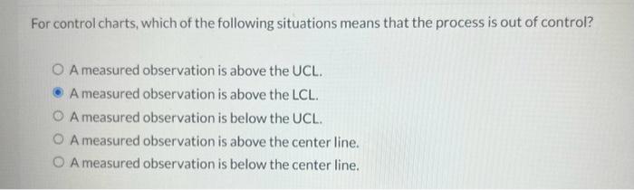 Solved For control charts, which of the following situations | Chegg.com