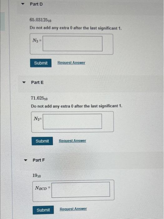 Solved Part A Express the following decimal numbers in | Chegg.com