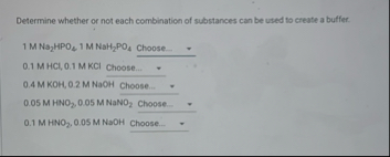 Solved Determine whether or not each combination of | Chegg.com