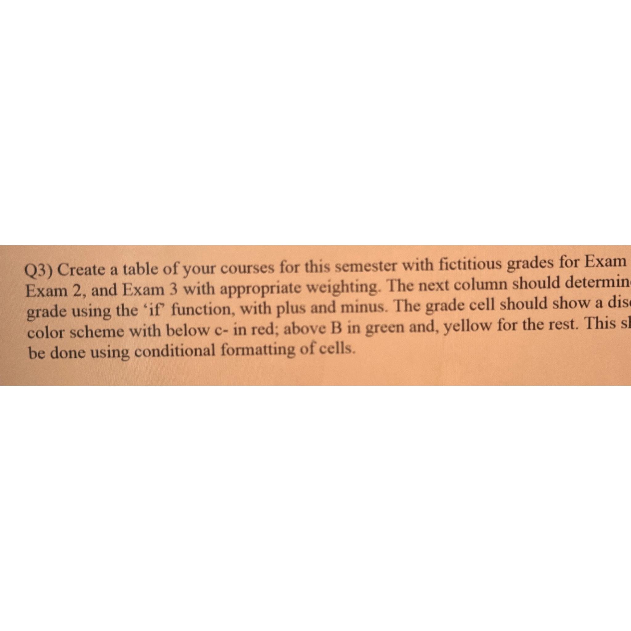 Solved Make up 4 ﻿fake course and 3 ﻿exam grades to do the | Chegg.com