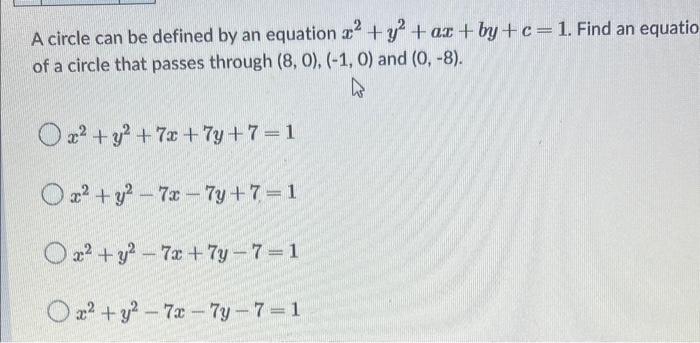 Solved A circle can be defined by an equation | Chegg.com Solved A circle can be defined by an equation | Chegg.com