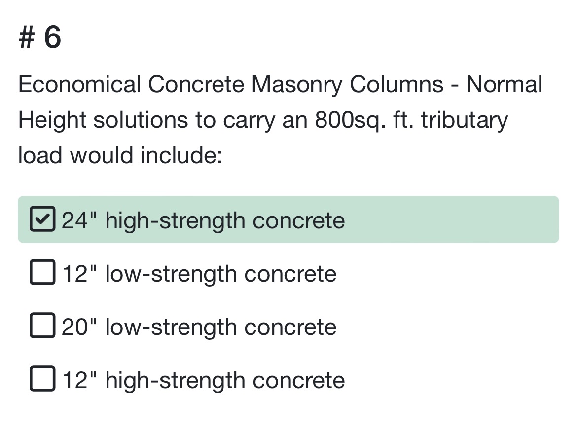 Solved # 6Economical Concrete Masonry Columns - ﻿Normal | Chegg.com