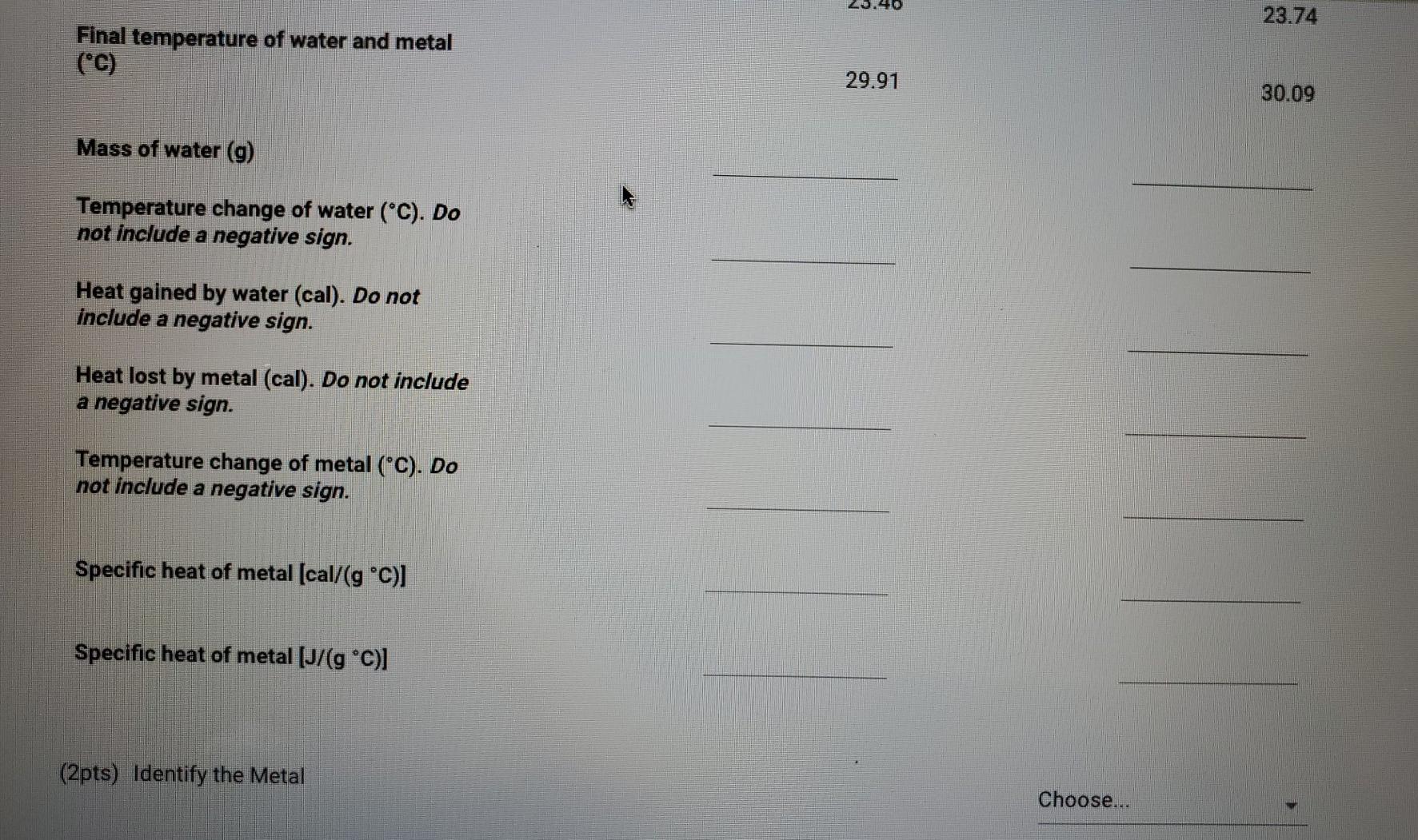 Solved Data And Report Submission - Energy And Specific Heat | Chegg.com