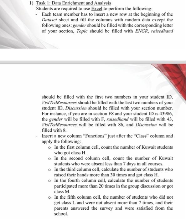 1) Task 1: Data Enrichment and Analysis Students are | Chegg.com