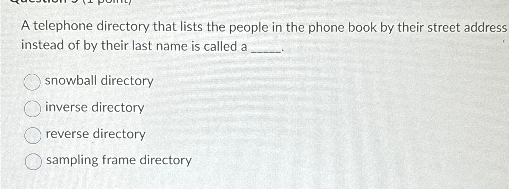 Solved A telephone directory that lists the people in the | Chegg.com