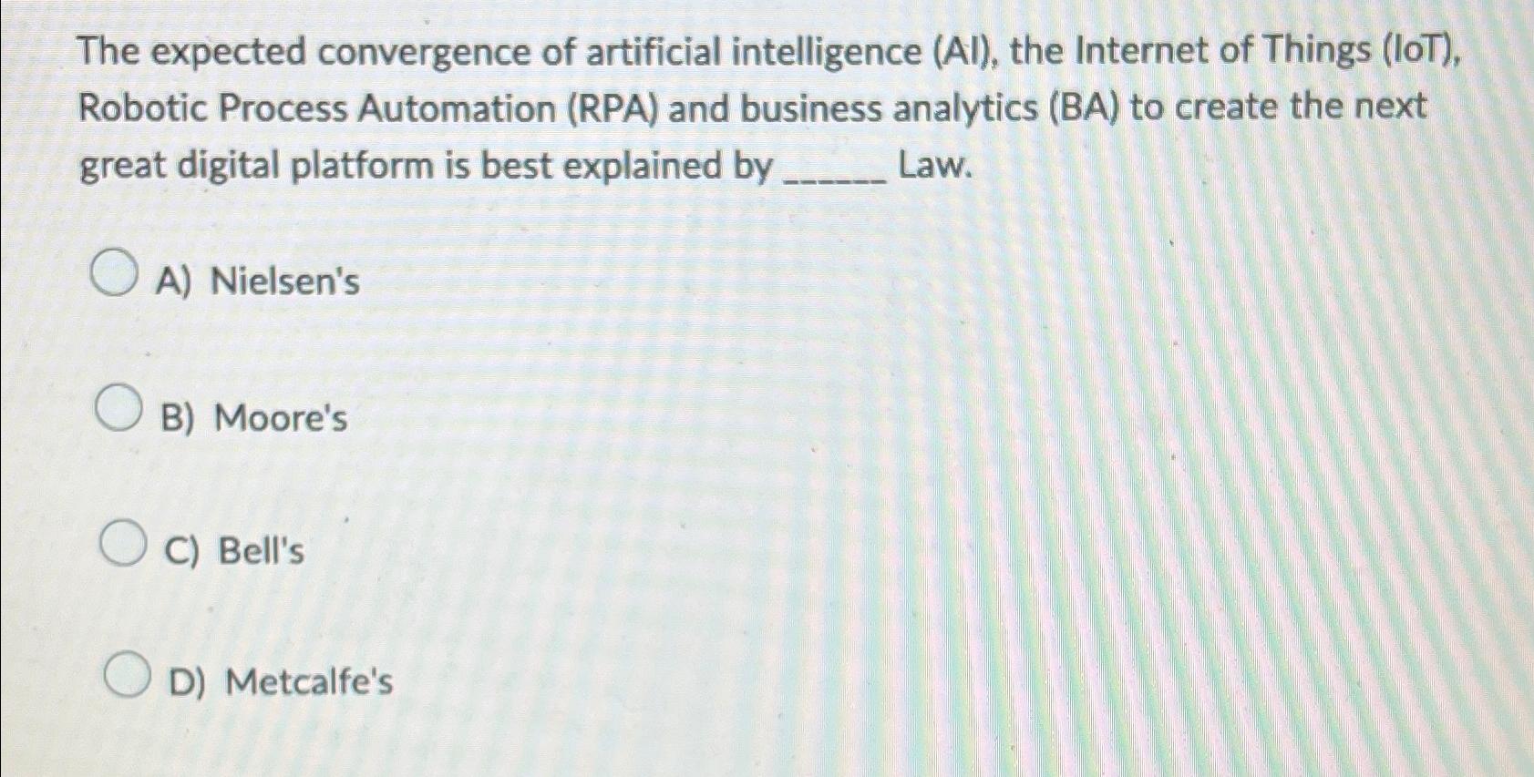 Solved The expected convergence of artificial intelligence | Chegg.com