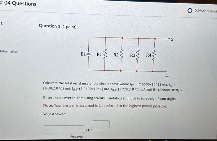 Solved Question 1 (1 point) Calculate the total resistance | Chegg.com