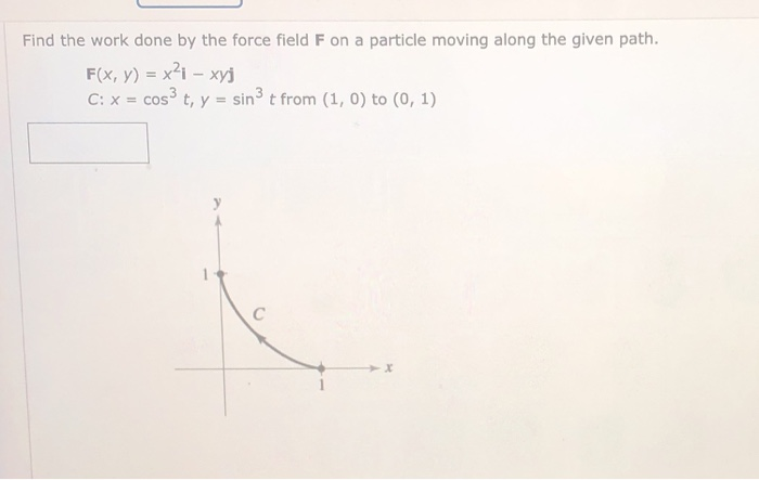 Solved Find the work done by the force field F on a particle | Chegg.com