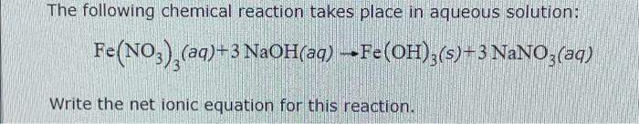Solved The following chemical reaction takes place in | Chegg.com