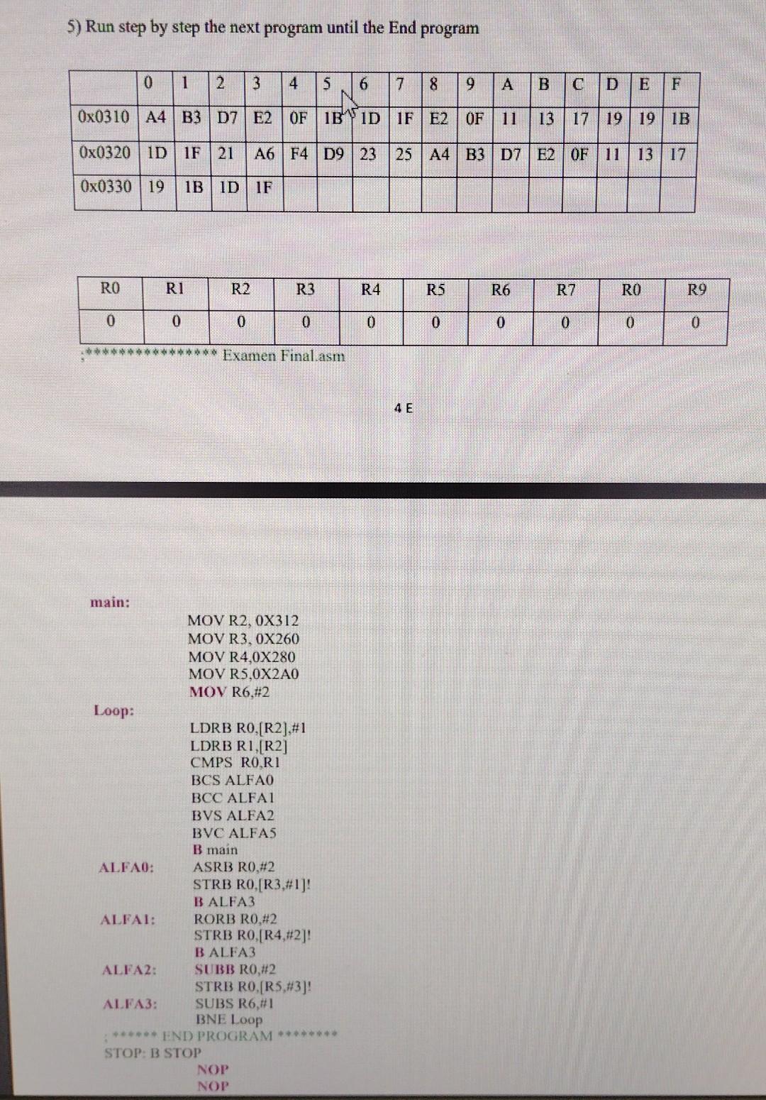Solved 5) Run step by step the next program until the End | Chegg.com
