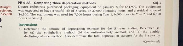 Solved PR 9-2A Comparing three depreciation methods Obj. 2 | Chegg.com Solved PR 9-2A Comparing three depreciation methods Obj. 2 | Chegg.com