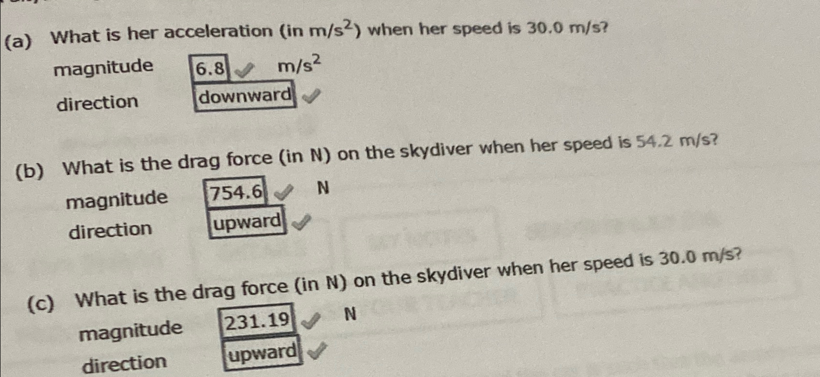 Solved (a) ﻿What is her acceleration (in ms2 ) ﻿when her | Chegg.com