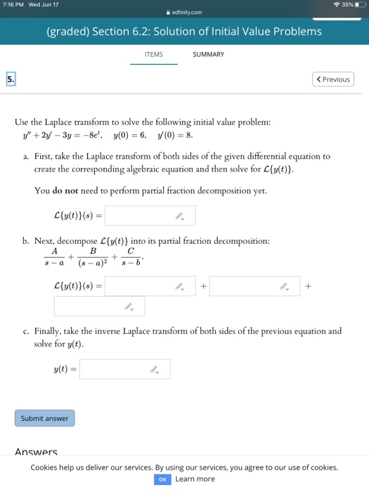Solved 7:16 PM Wed Jun 17 35% edfinity.com (graded) Section | Chegg.com