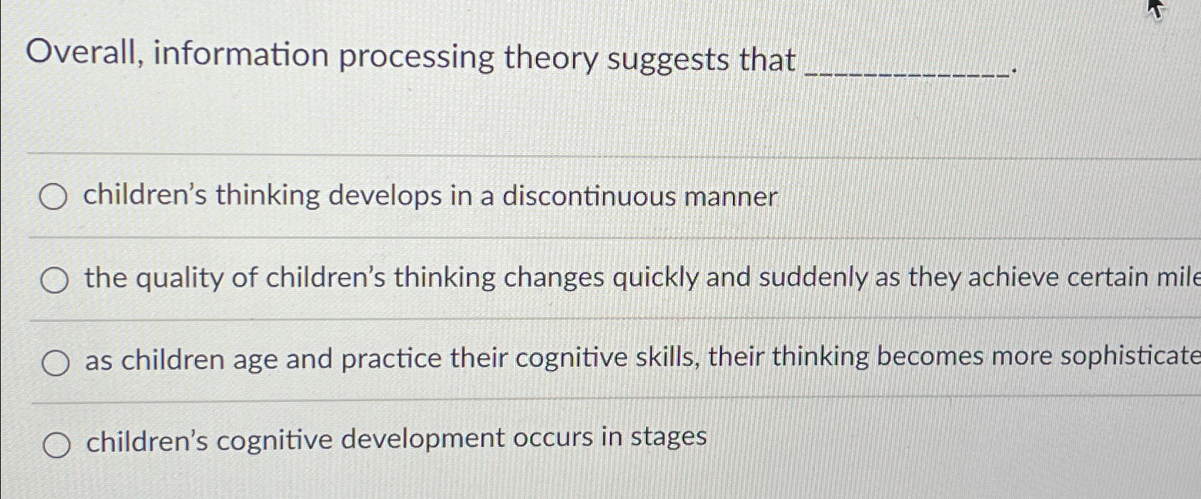 Solved Overall, information processing theory suggests | Chegg.com