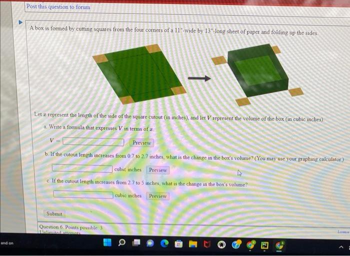 Solved A box is formed by cutting squares from the four | Chegg.com
