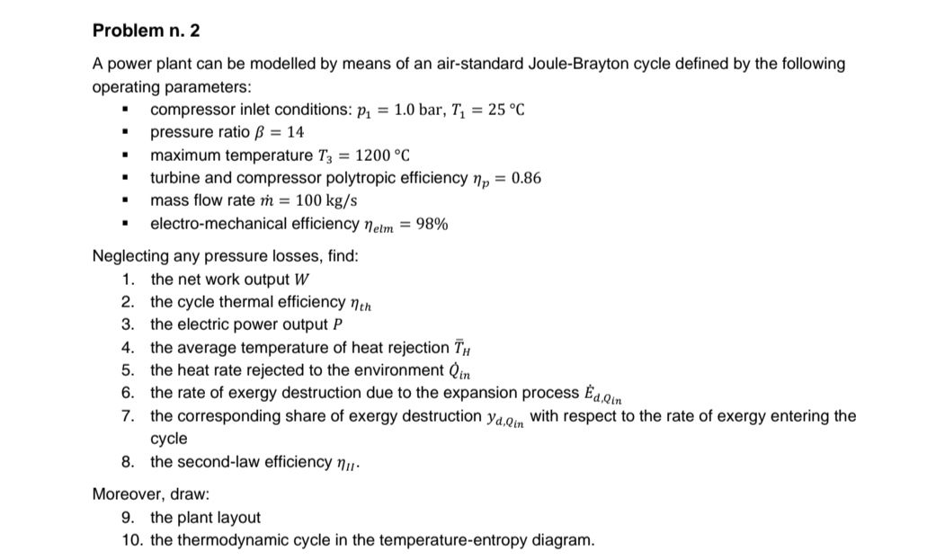 Solved Problem n. 2A power plant can be modelled by means of | Chegg.com