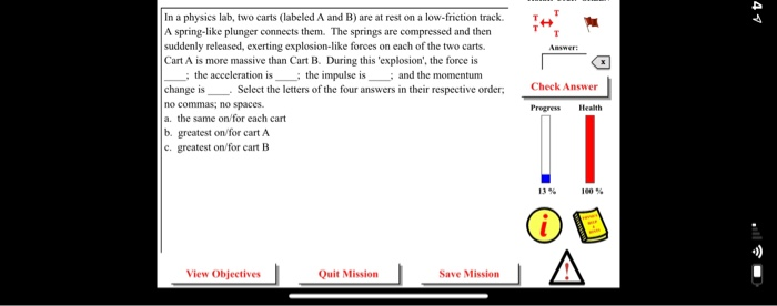 Solved 47 In a physics lab, two carts (labeled A and B) are | Chegg.com