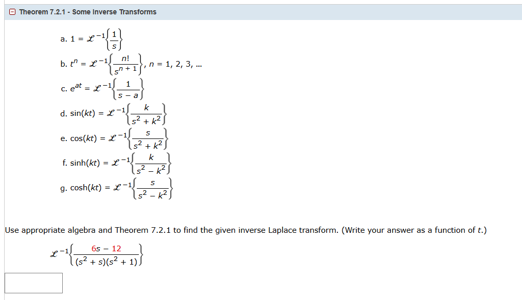 Solved Theorem 7.2.1 - ﻿Some Inverse | Chegg.com