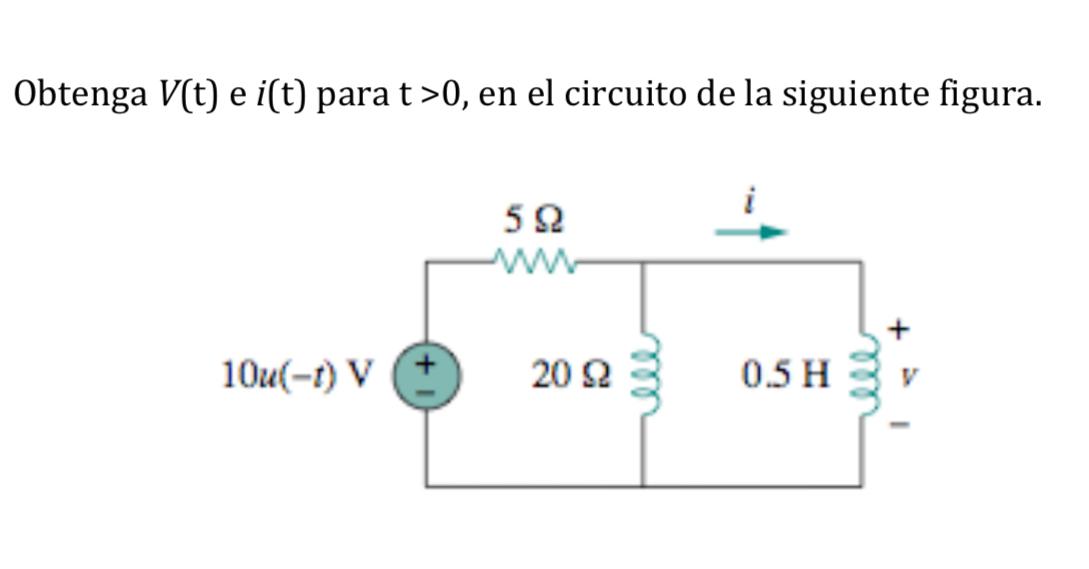 Solved Obtenga V(t) ﻿e i(t) ﻿para t>0, ﻿en el circuito de la | Chegg.com
